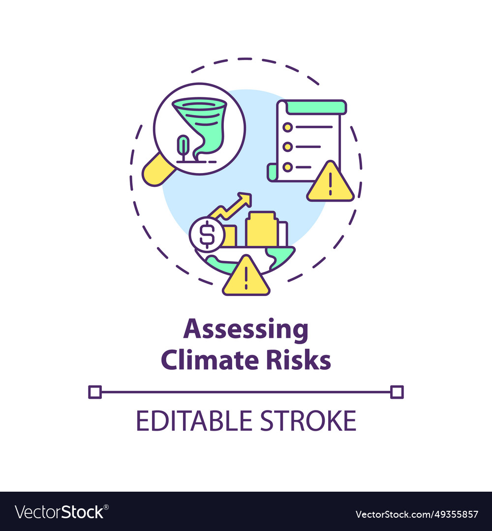 2d thin linear icon assessing climate risks Vector Image