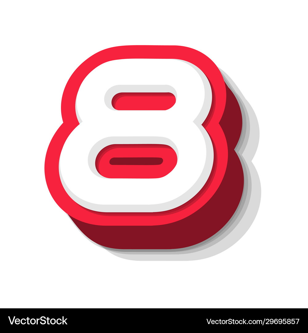 3d bold funny number 8 heavy type for modern Vector Image