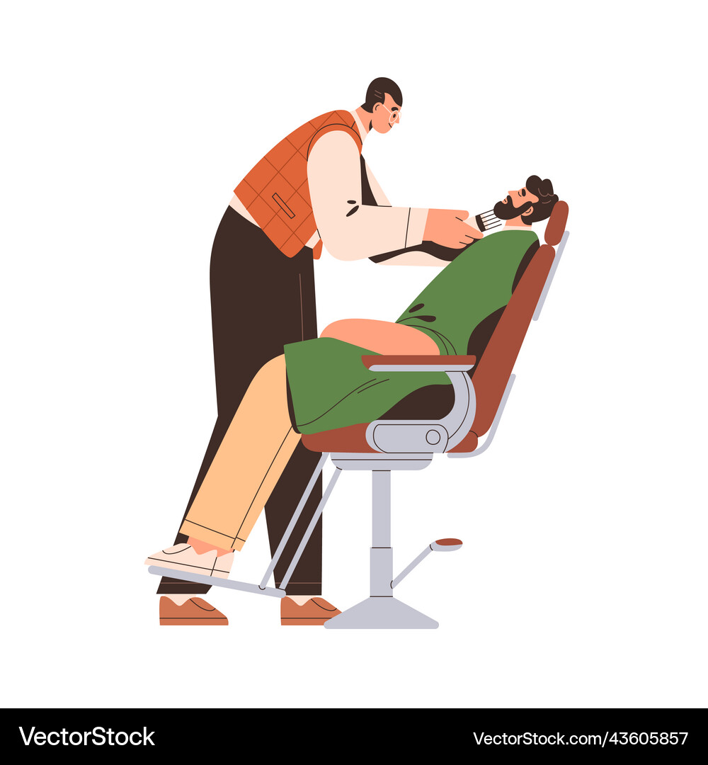 Barber shaving grooming beard for man customer Vector Image