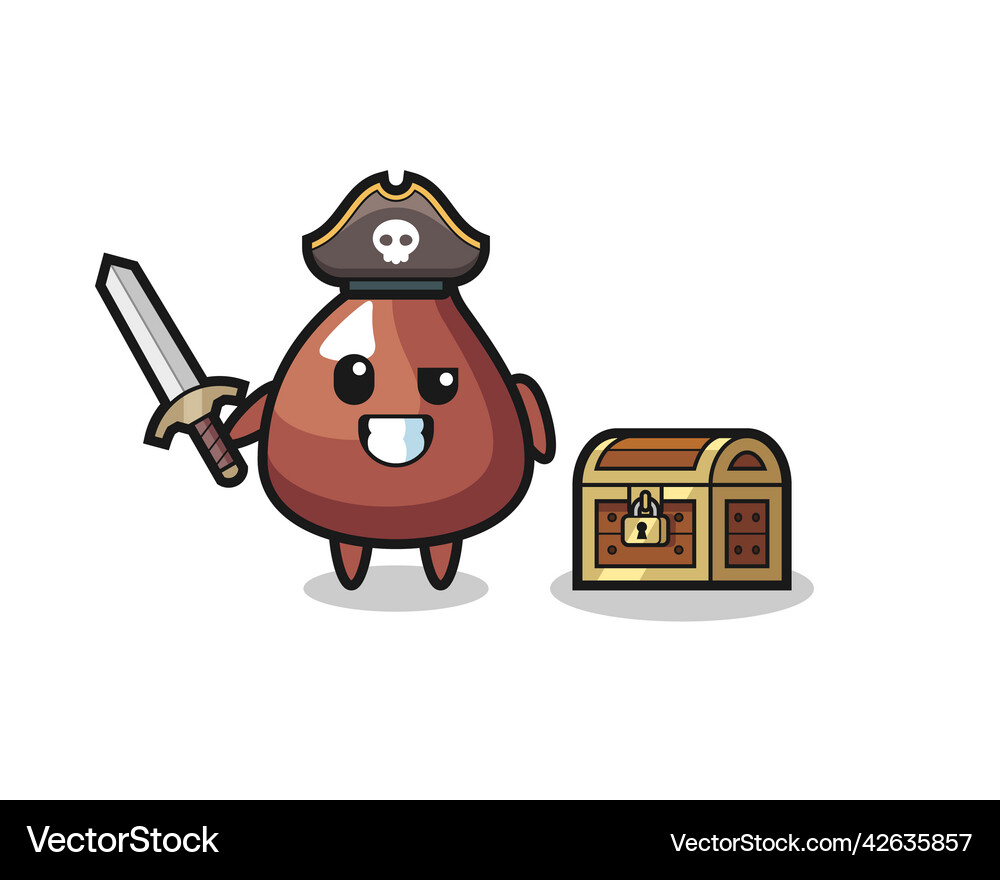 Choco chip pirate character holding sword beside Vector Image