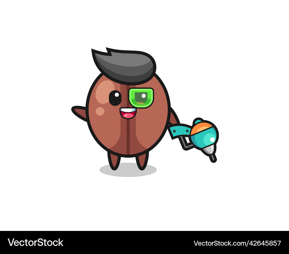 Coffee bean cartoon as future warrior mascot Vector Image