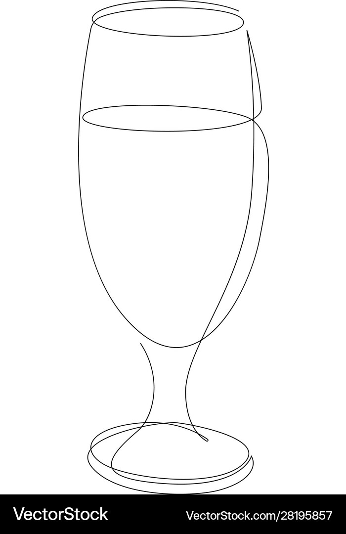 Continuous one line drawing glass with cocktail Vector Image