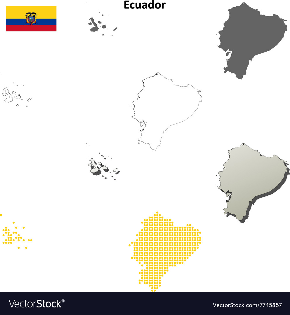 Ecuador outline map set Royalty Free Vector Image