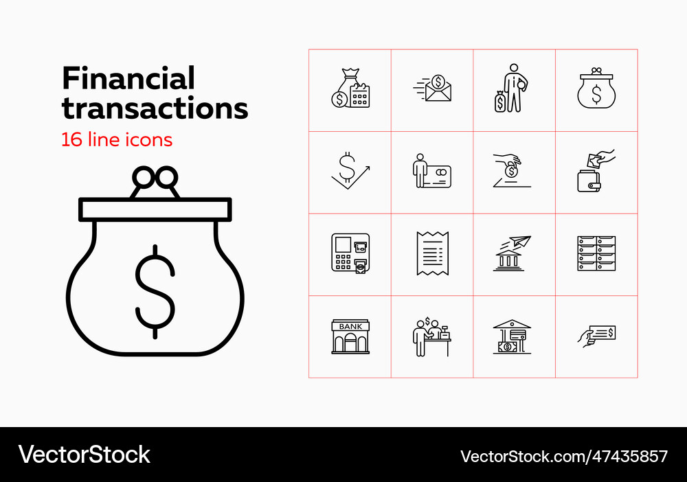 Financial transactions icons Royalty Free Vector Image