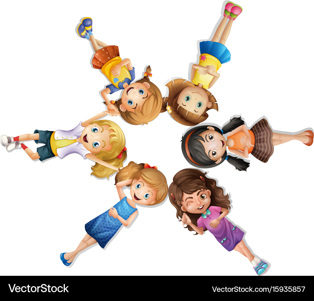 Girls lying in circle Royalty Free Vector Image