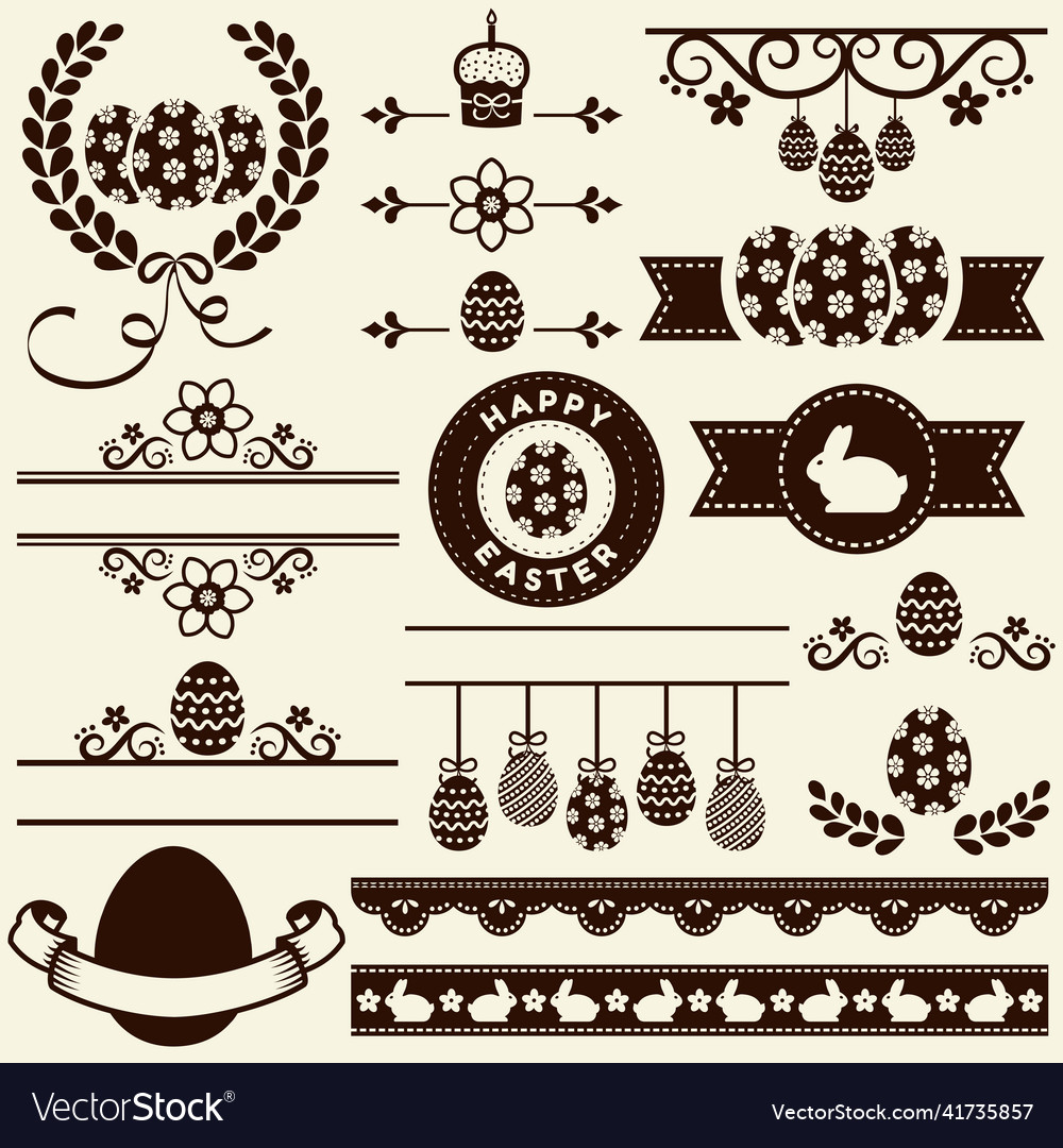 Happy easter design elements Royalty Free Vector Image