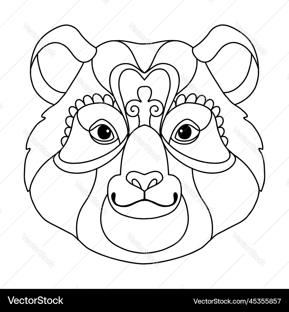 Head of panda coloring template Royalty Free Vector Image