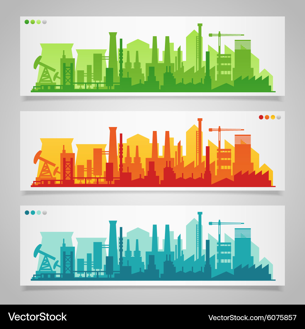 Industrial city skyline sets Royalty Free Vector Image