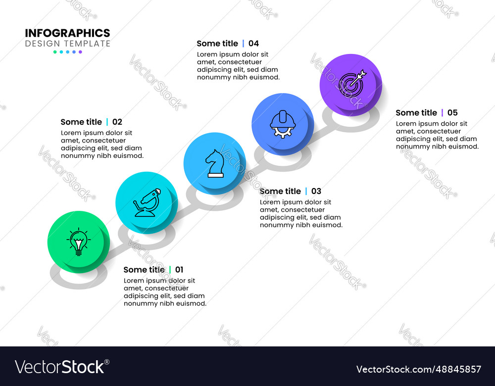 Infographic template line with 5 steps and icons Vector Image