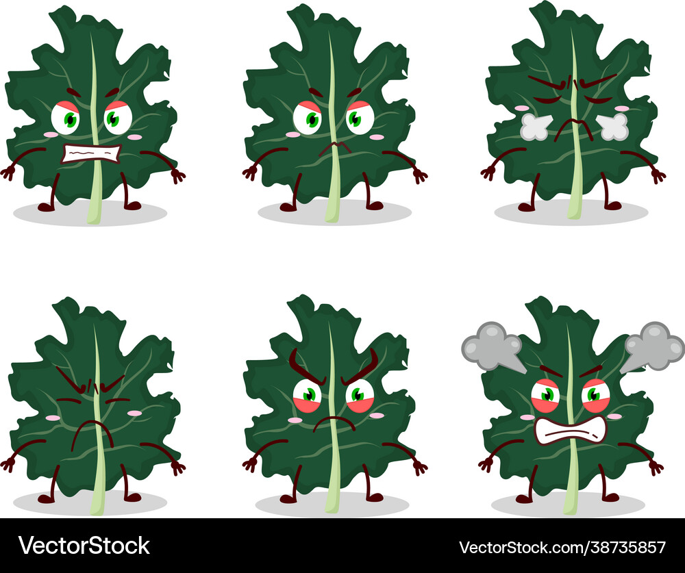 Kale character with various angry expressions Vector Image