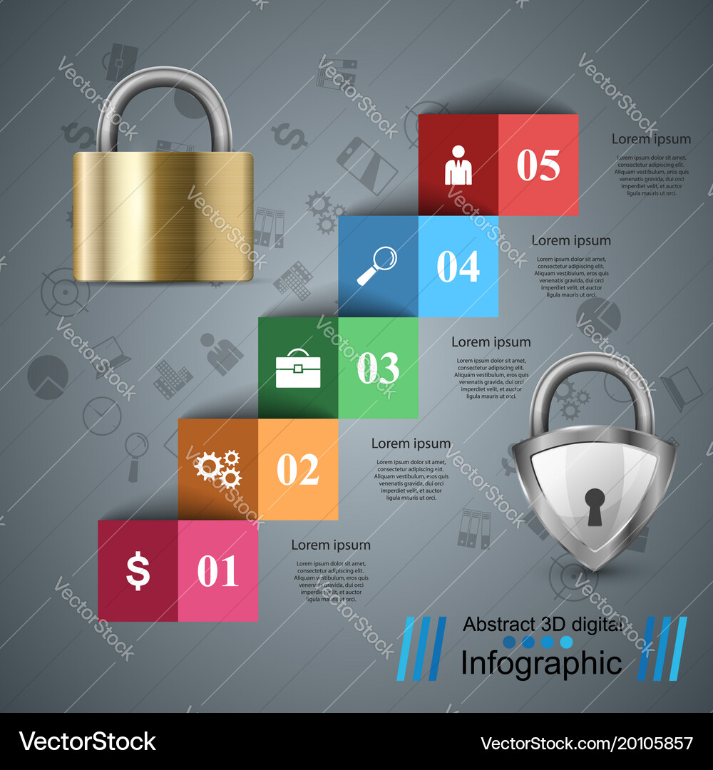 Key lock icon business infographic Royalty Free Vector Image