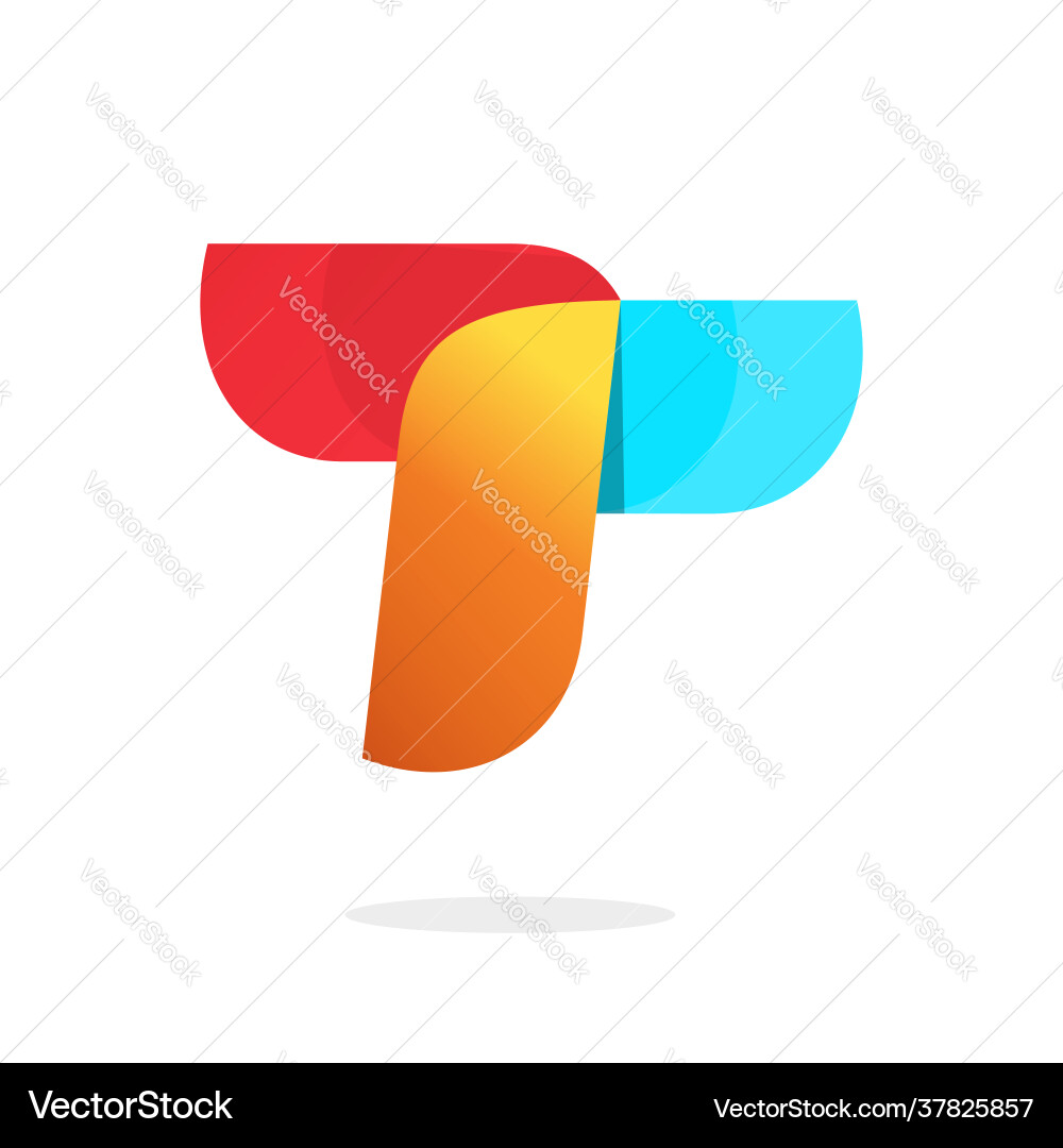 Letter t abstract logo element in red orange blue Vector Image