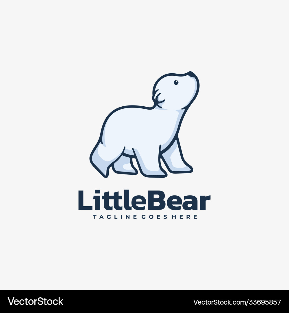 Logo little bear simple mascot style Royalty Free Vector