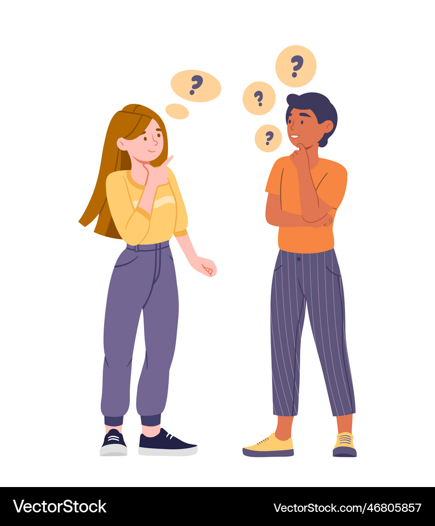 Man and woman thinking Royalty Free Vector Image