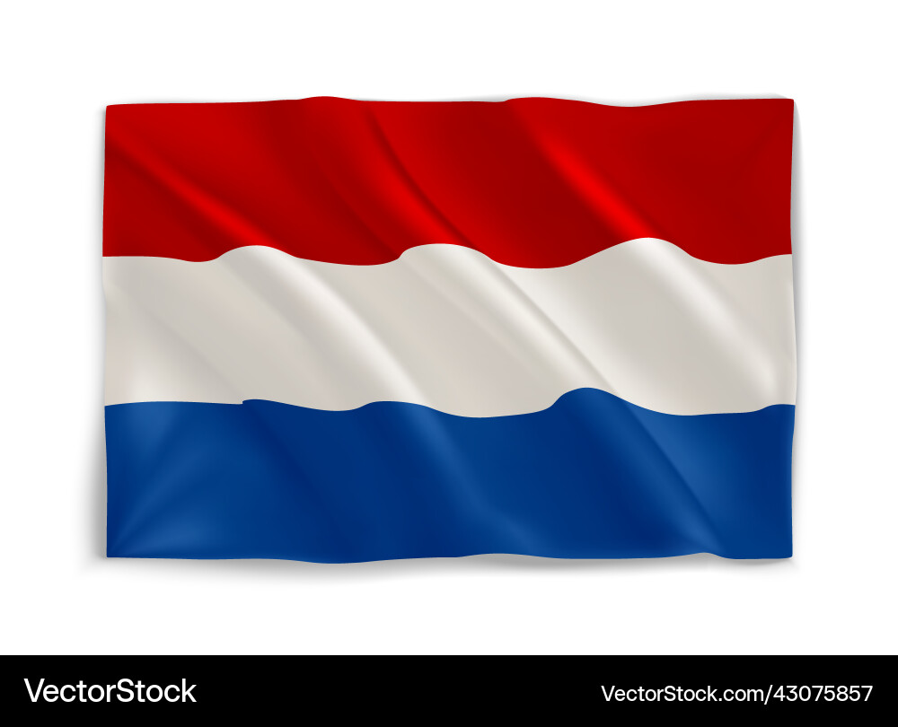 Red white and blue dutch flag 3d object isolated Vector Image