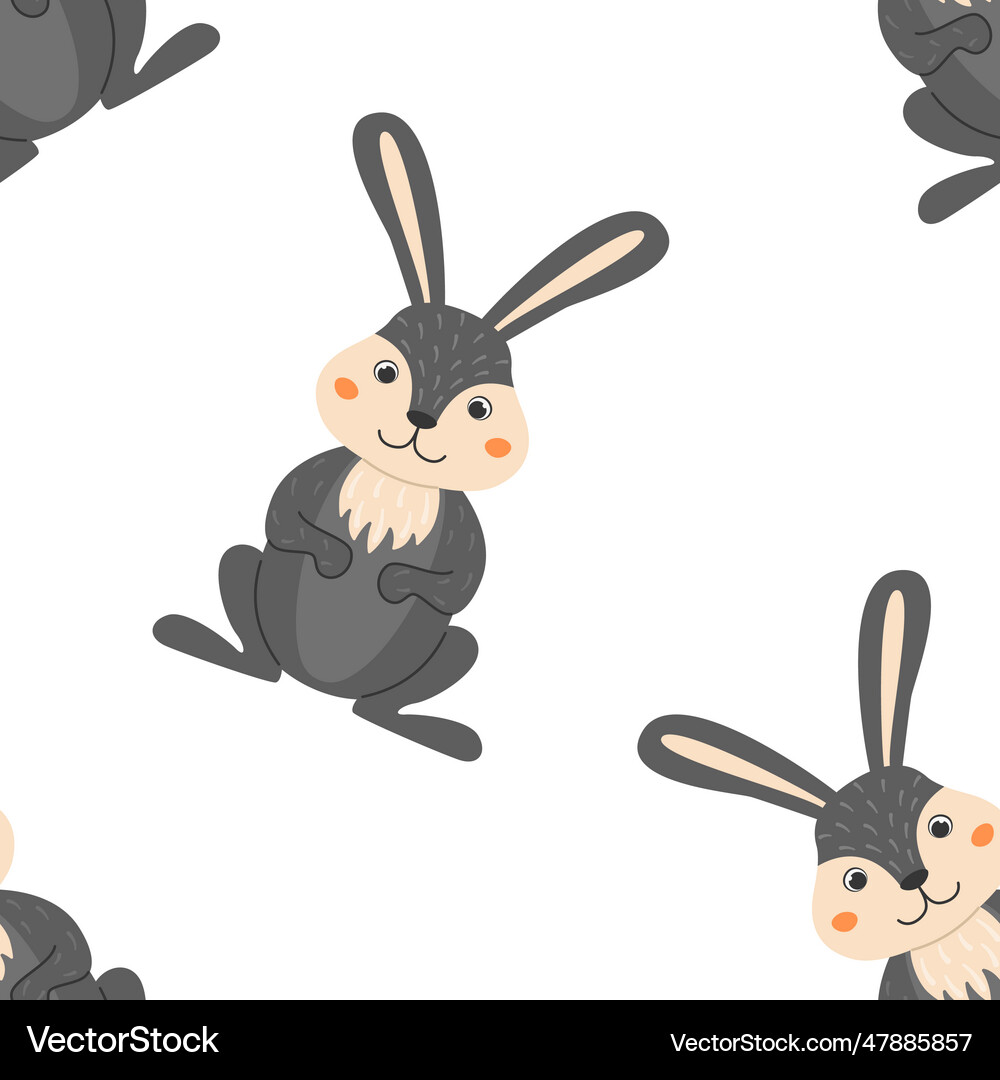 Seamless pattern with cute bunny in cartoon style Vector Image