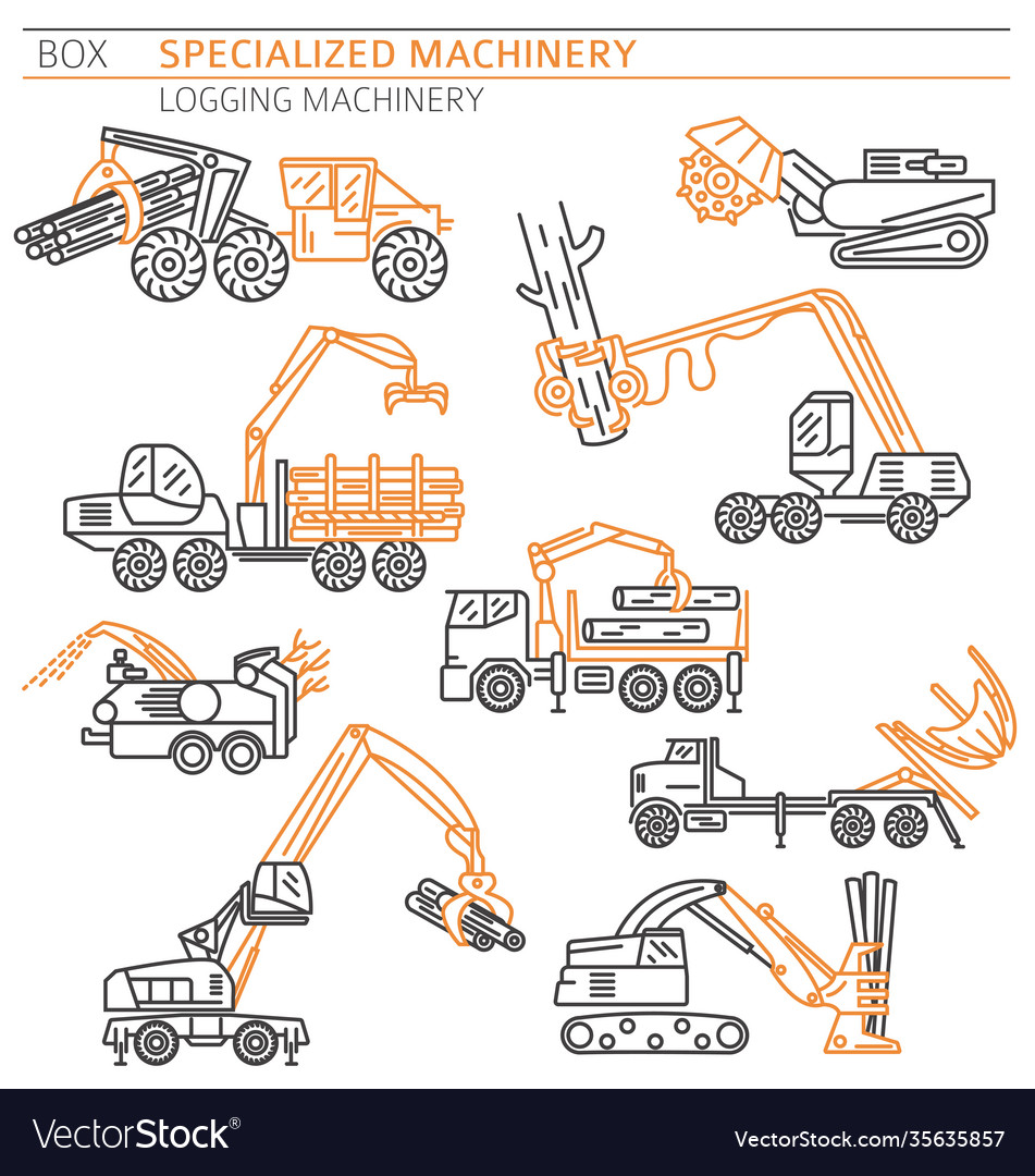 Special industrial logging machine linear icon Vector Image