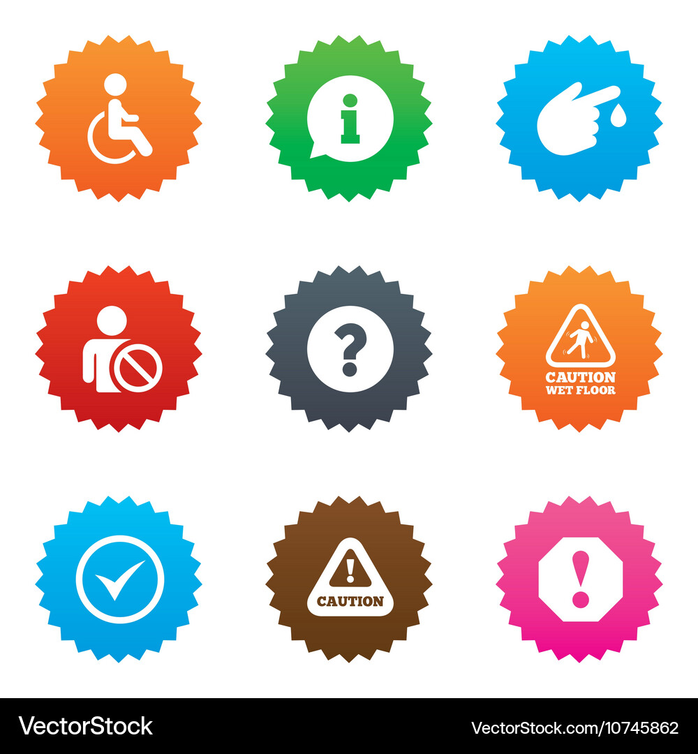 Attention notification icons information signs Vector Image