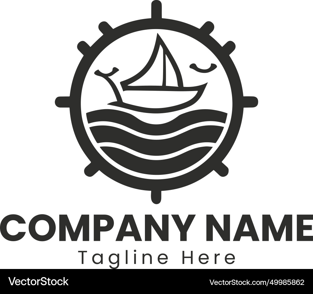 Boat and ocean logo design Royalty Free Vector Image
