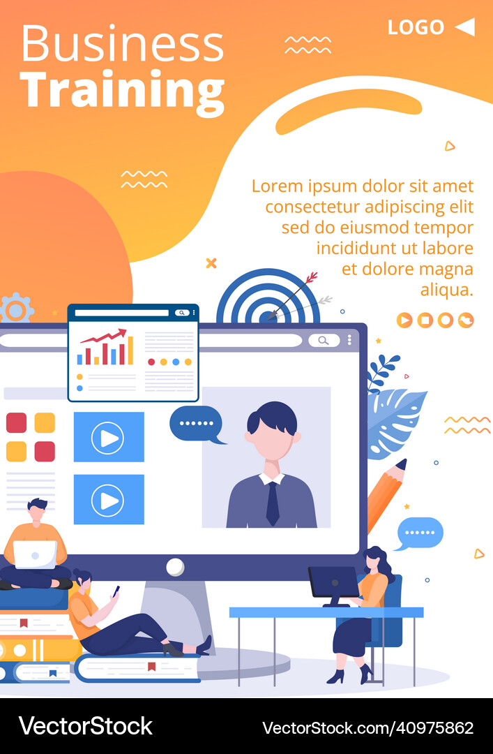 Business online training seminar or courses flyer Vector Image