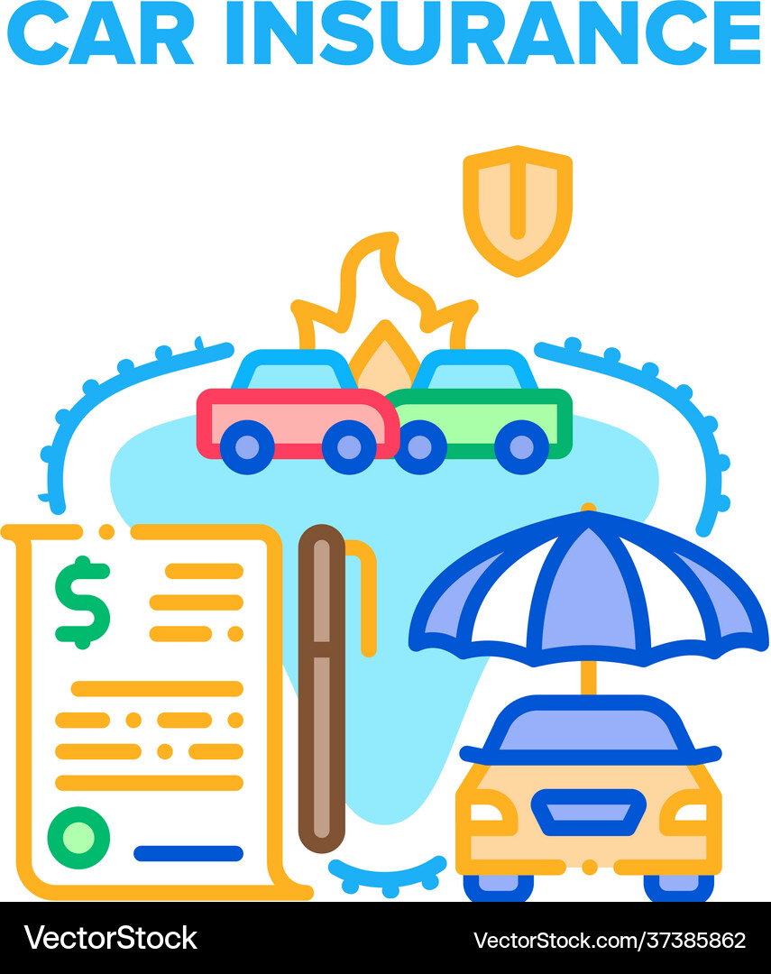 Car insurance concept color Royalty Free Vector Image