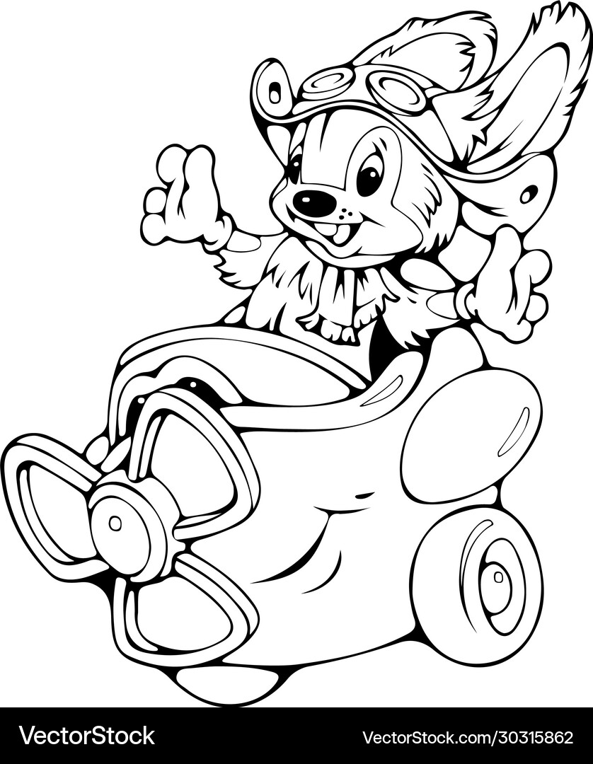 Carefree furry pilot Royalty Free Vector Image