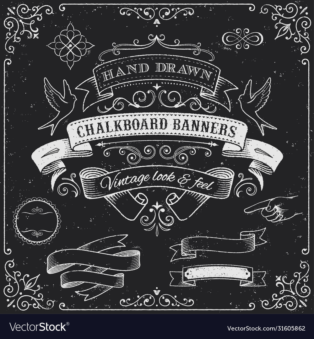 Chalkboard banners and elements Royalty Free Vector Image