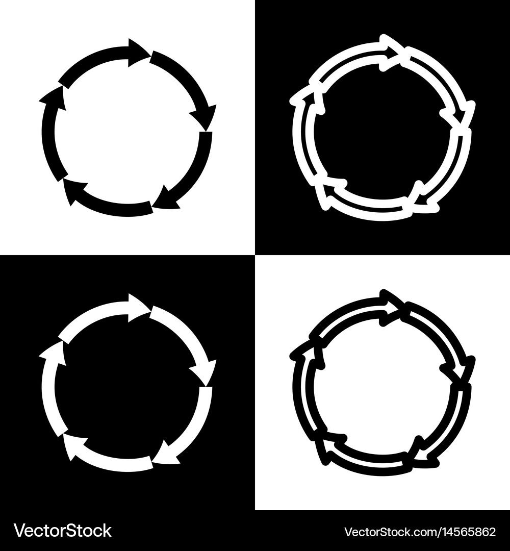 Circular arrows sign black and white Royalty Free Vector
