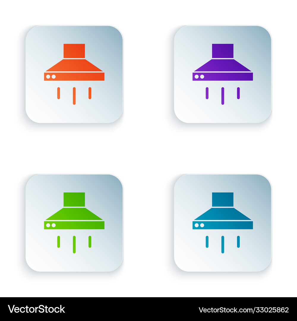 Color kitchen extractor fan icon isolated on white