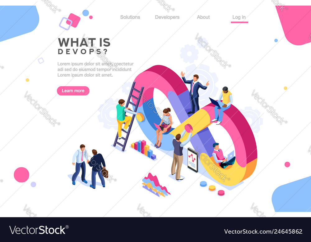 Concept devops banner isometric Royalty Free Vector Image
