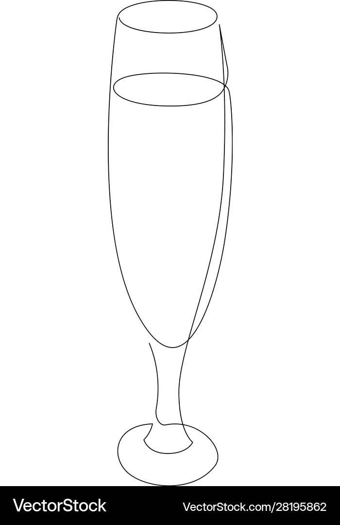 Continuous one line drawing glass with cocktail Vector Image