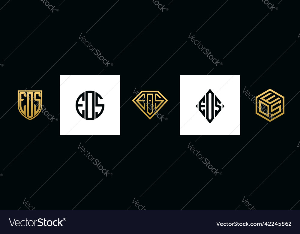 Initial letters eos logo designs bundle Royalty Free Vector