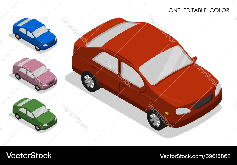 Isometric Passenger Cars Royalty Free Vector Image