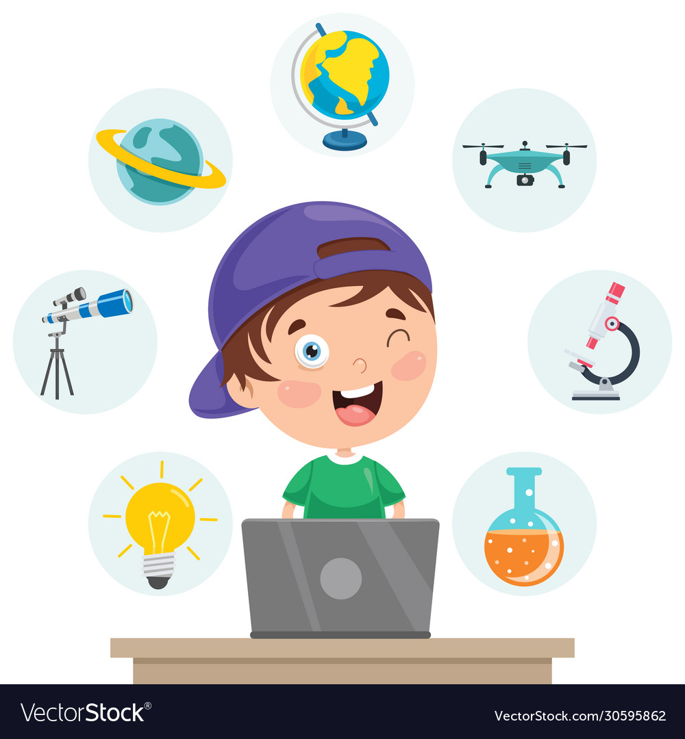 Kid using technology Royalty Free Vector Image