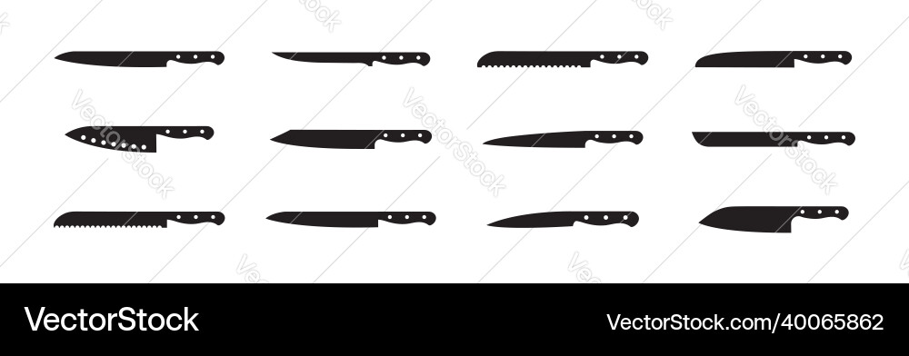 Knife for butcher kitchen knives set of sharp Vector Image