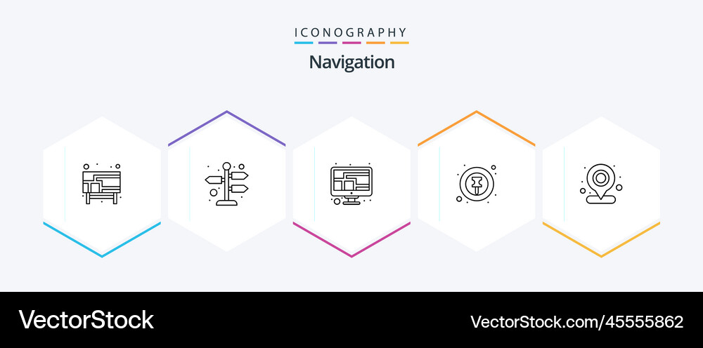 Navigation 25 line icon pack including map pin Vector Image