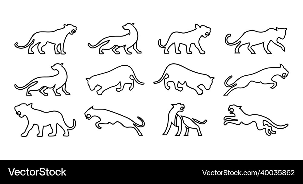 Panther line logo design Royalty Free Vector Image