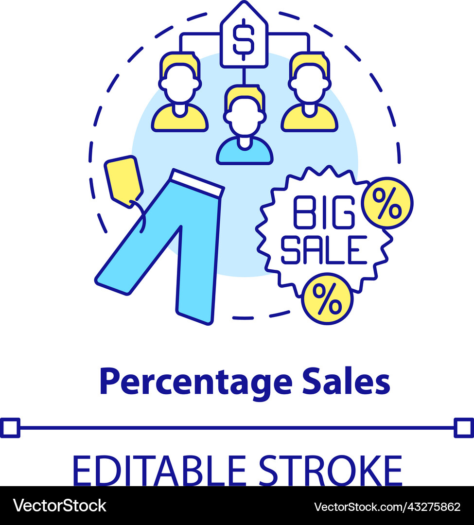 Percentage sales concept icon Royalty Free Vector Image