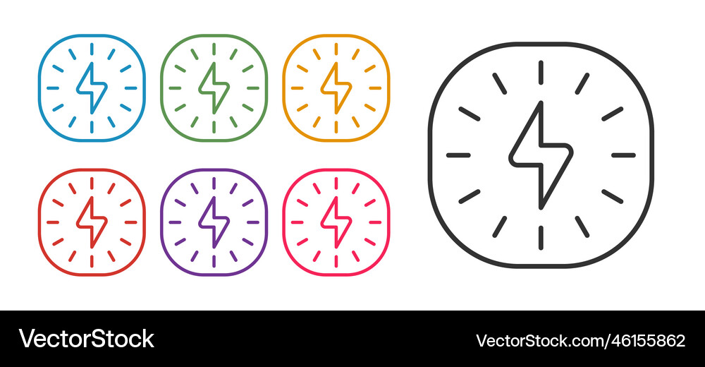 Set line lightning bolt icon isolated on white Vector Image