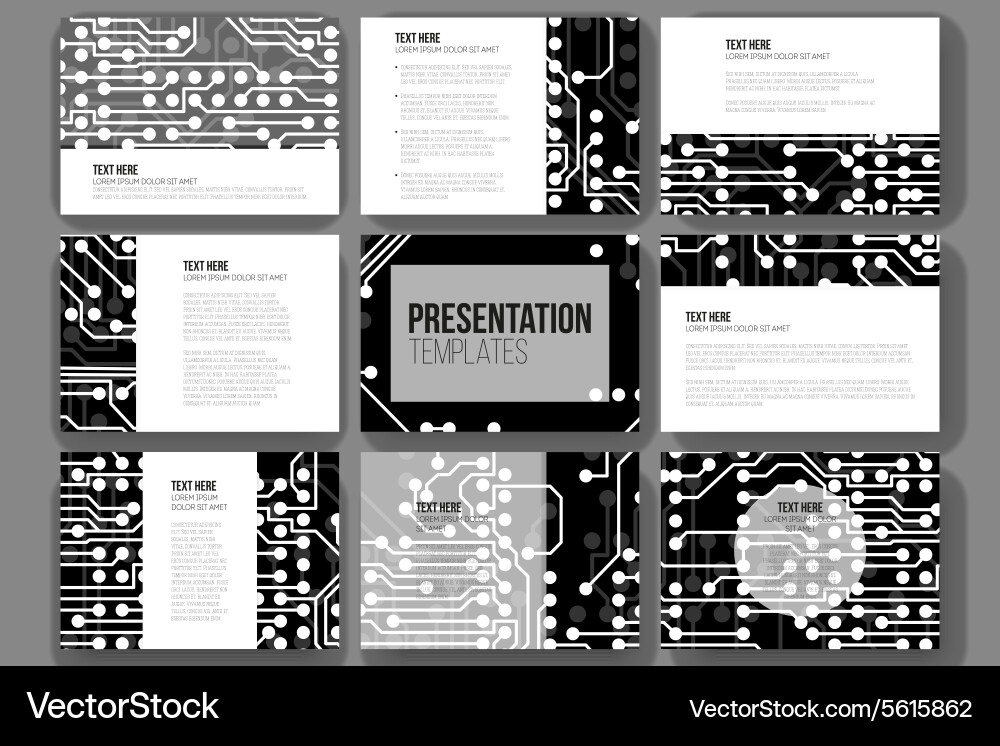 Set of 9 templates for presentation slides Vector Image
