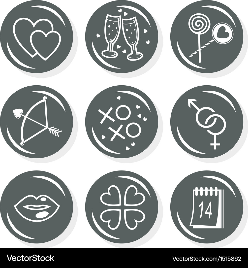 Valentines day love icon set Royalty Free Vector Image