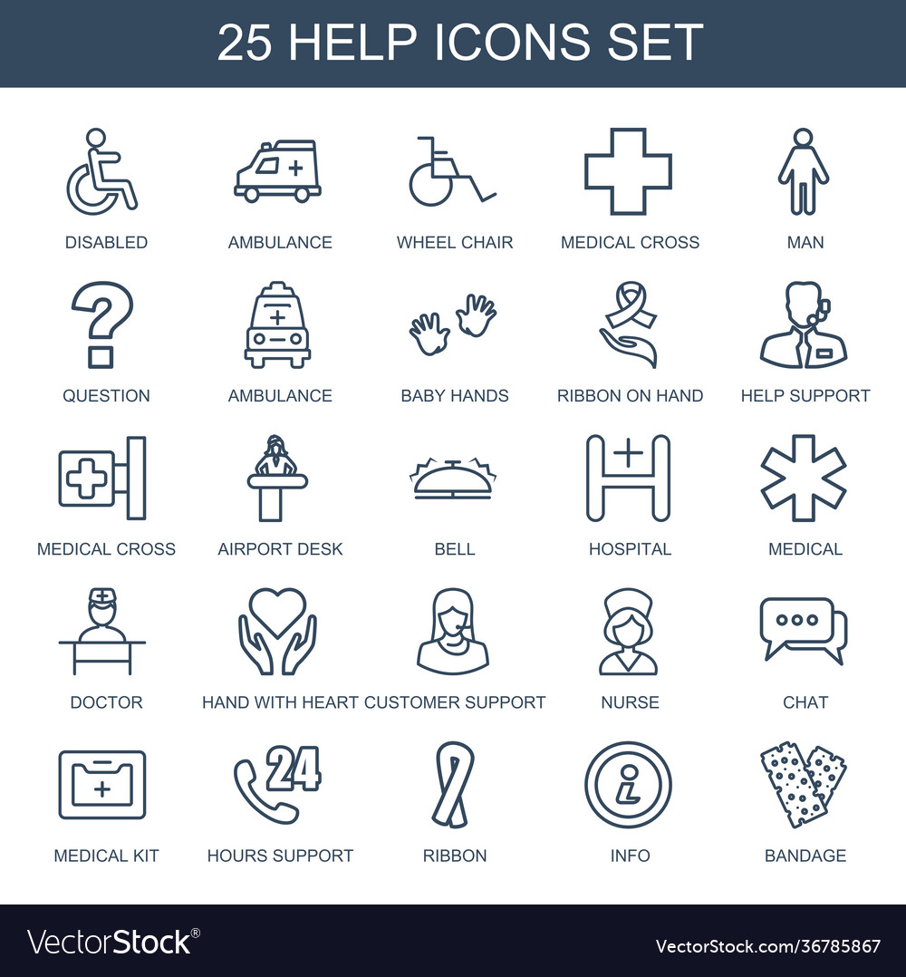 25 help icons Royalty Free Vector Image - VectorStock