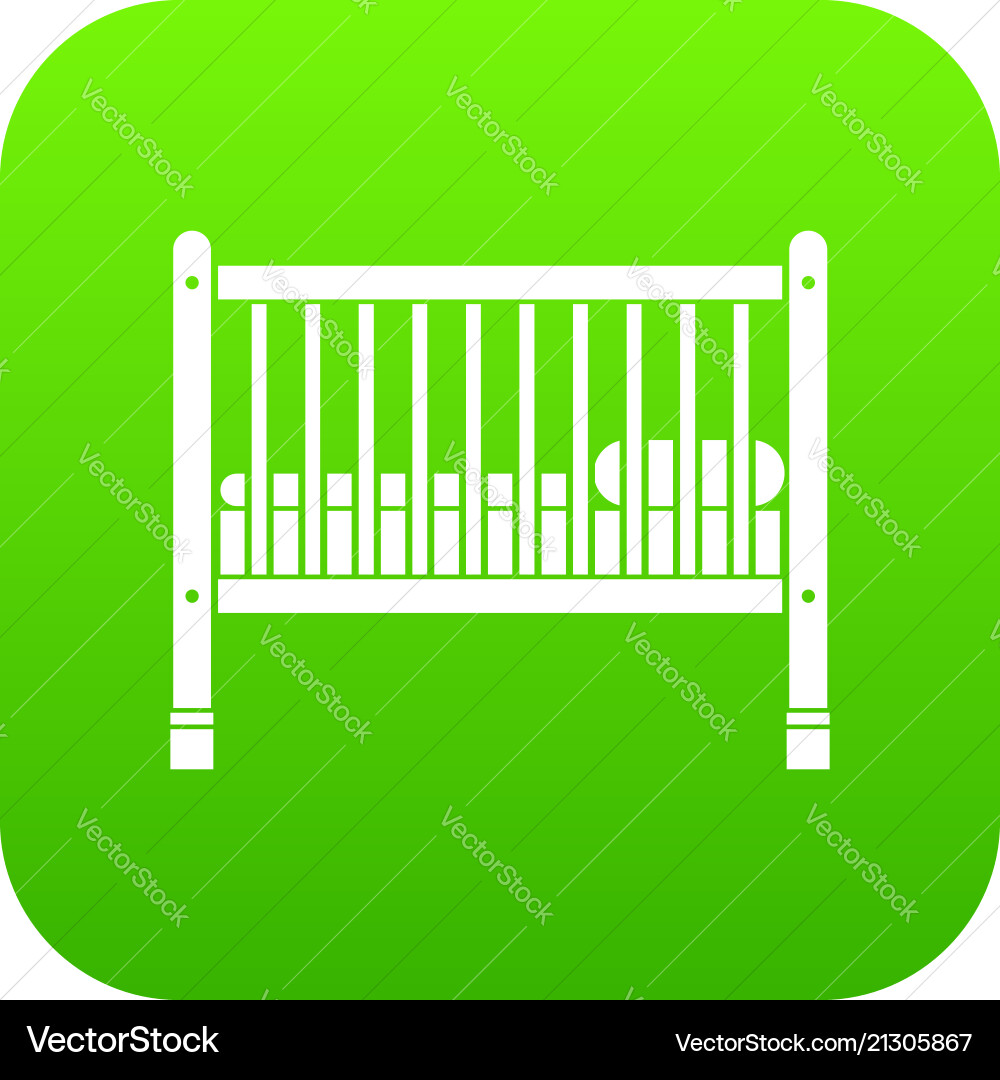 Baby bed icon digital green Royalty Free Vector Image