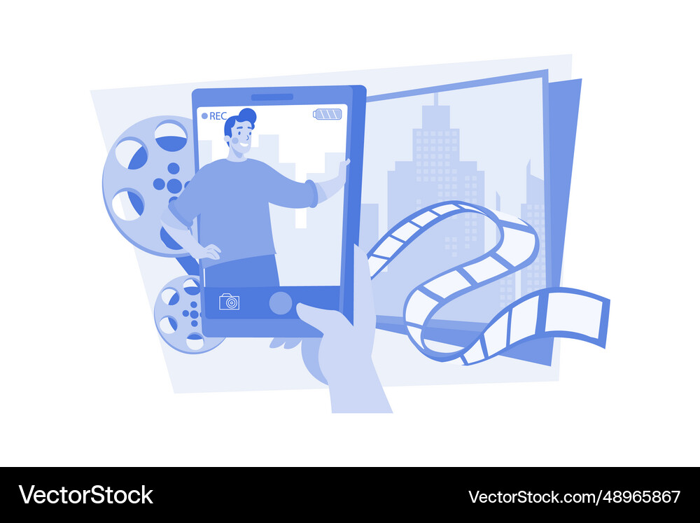 Blogger makes video clips guy shoots himself Vector Image
