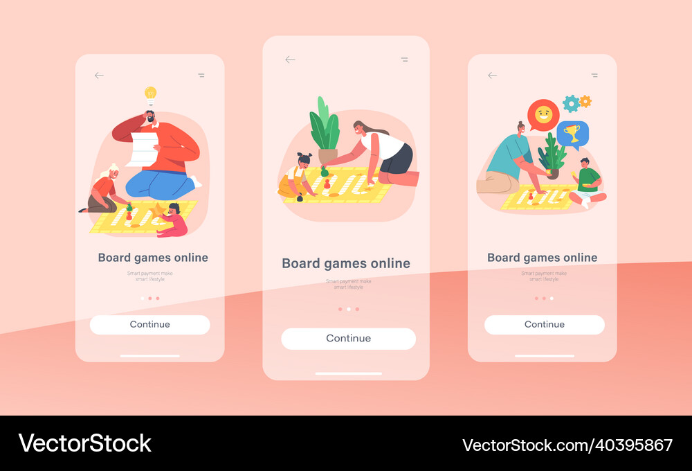 Board games online mobile app page onboard screen Vector Image