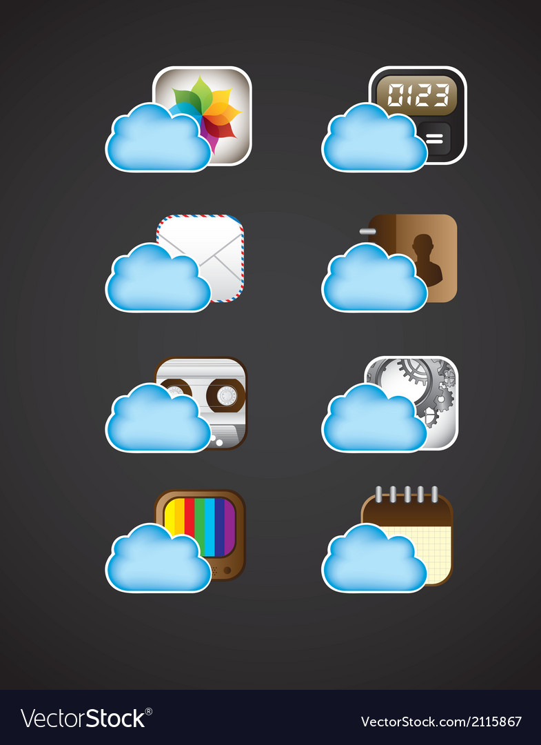 Cloud computing with icons apps Royalty Free Vector Image