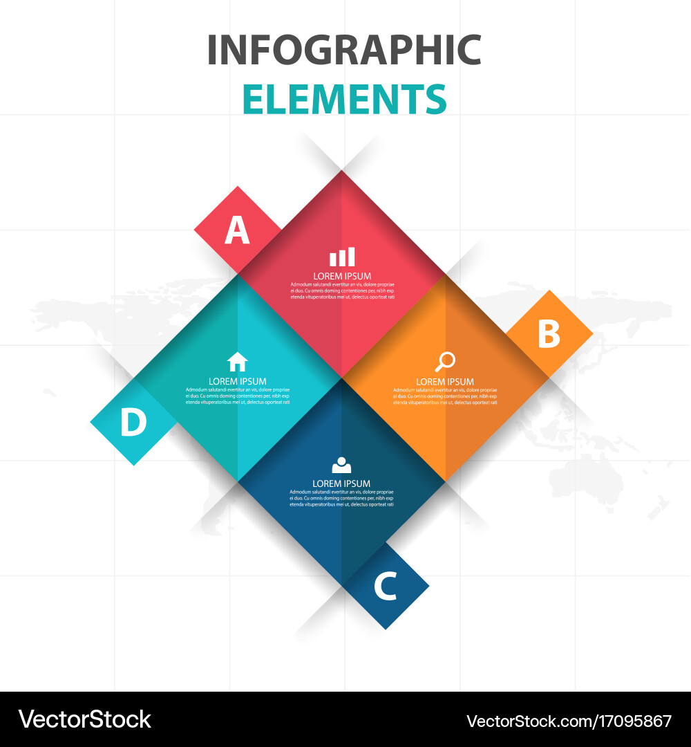 Colorful 4 square business infographics elements Vector Image
