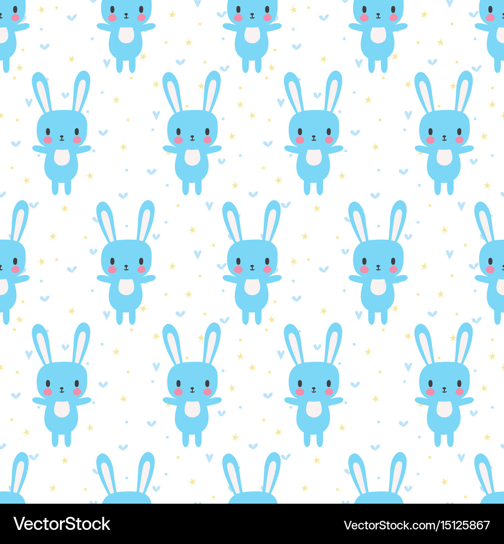 Cute seamless pattern with cartoon bunny cartoon Vector Image