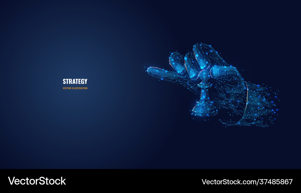 Digital chess pawn and hand as strategy concept Vector Image