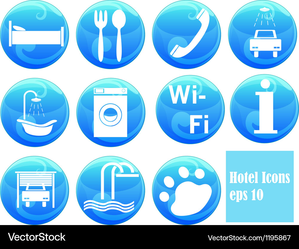 Hotel icons on buttons Royalty Free Vector Image